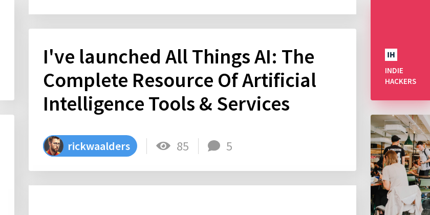 I've launched All Things AI: The Complete Resource Of Artificial Intelligence Tools & Services ...