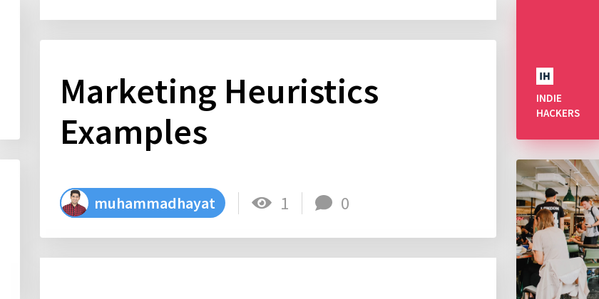 Marketing Heuristics Examples - Indie Hackers