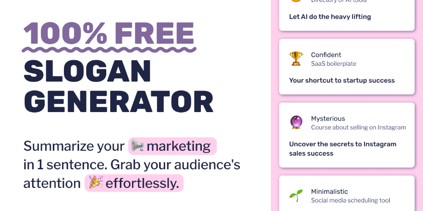 I made a tool that generates marketing slogans. It's Free! - Indie Hackers