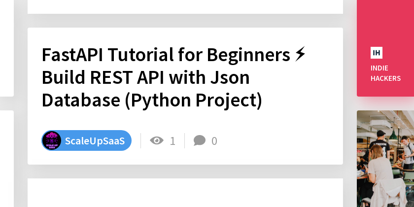 Fastapi Tutorial For Beginners ⚡️ Build Rest Api With Json Database Python Project Indie Hackers 