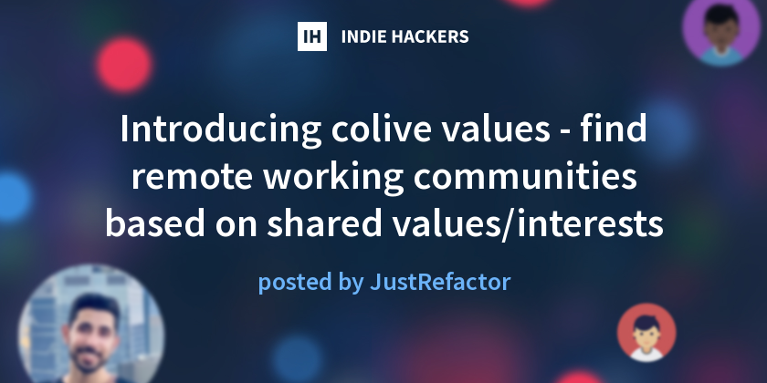 Introducing colive values - find remote working communities based on shared values/interests ...