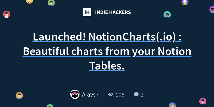 Launched! NotionCharts(.io) : Beautiful charts from your Notion Tables. - Indie Hackers