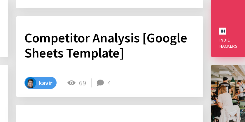 Competitor Analysis [Google Sheets Template] - Indie Hackers