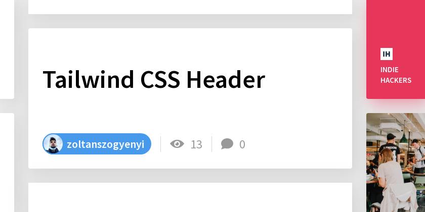 Tailwind CSS Header - Indie Hackers