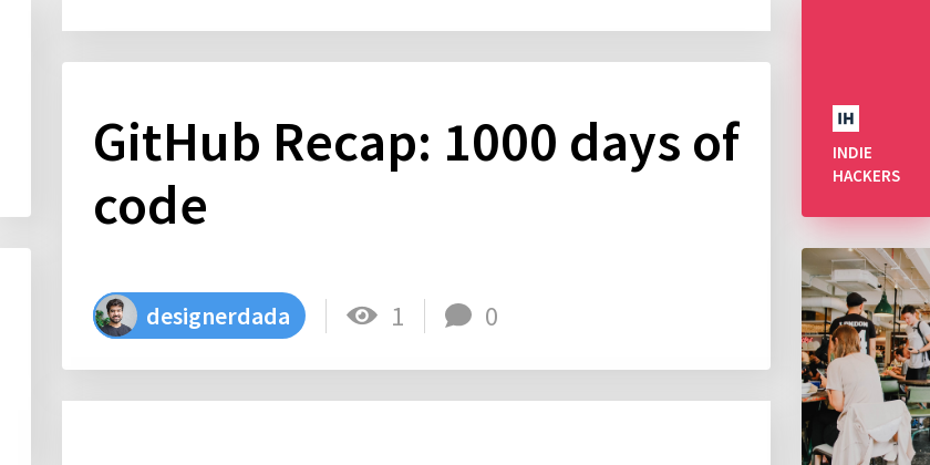 GitHub Recap: 1000 days of code - Indie Hackers
