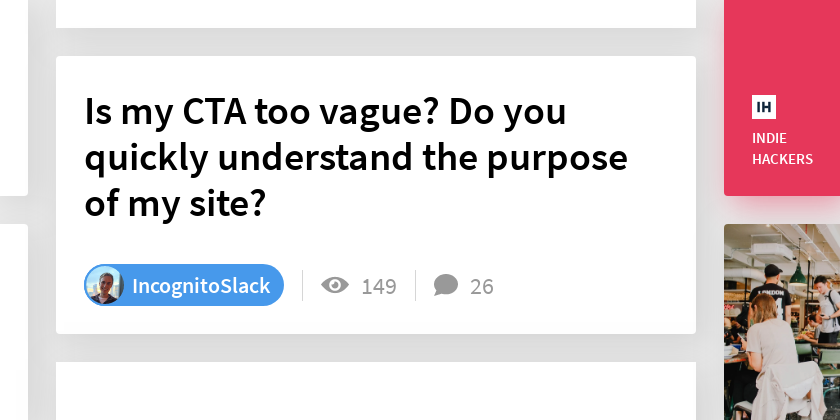 Is my CTA too vague? Do you quickly understand the purpose of my site ...
