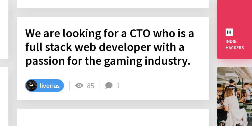 We are looking for a CTO who is a full stack web developer with a passion for the gaming ...