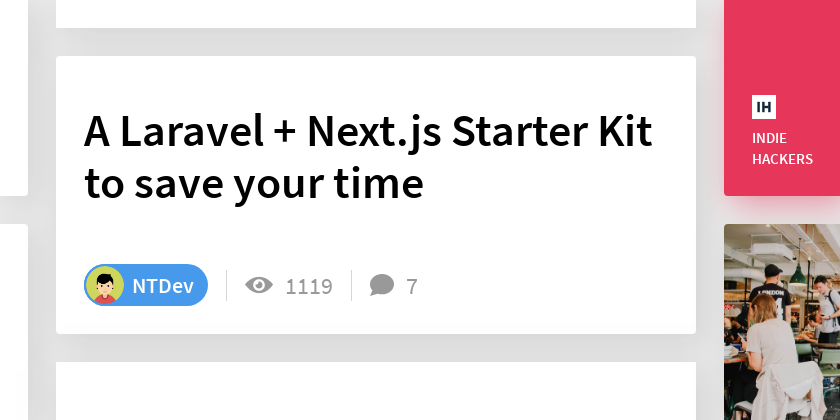 A Laravel + Next.js Starter Kit to save your time - Indie Hackers