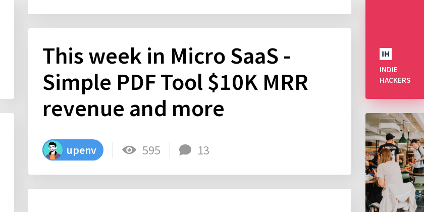 This week in Micro SaaS - Simple PDF Tool $10K MRR revenue and more - Indie Hackers