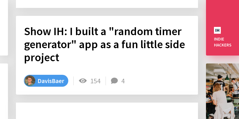 Show IH: I built a "random timer generator" app as a fun little side project - Indie Hackers