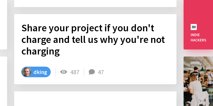 Share your project if you don't charge and tell us why you're not ...