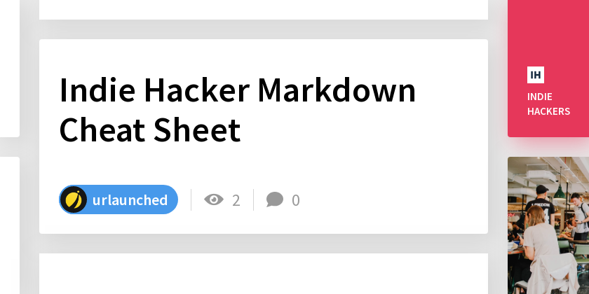 Indie Hacker Markdown Cheat Sheet - Indie Hackers
