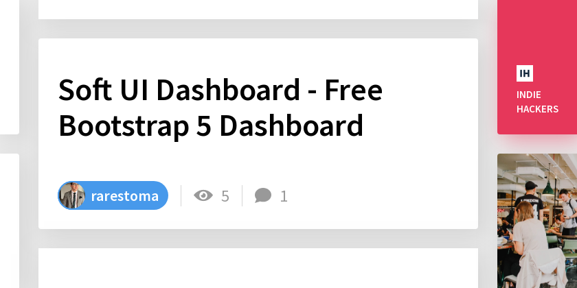 Soft UI Dashboard - Free Bootstrap 5 Dashboard - Indie Hackers