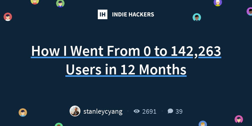 How I Went From 0 to 142,263 Users in 12 Months - Indie Hackers