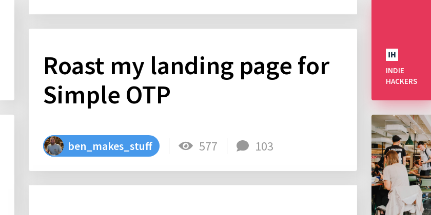 Roast my landing page for Simple OTP - Indie Hackers