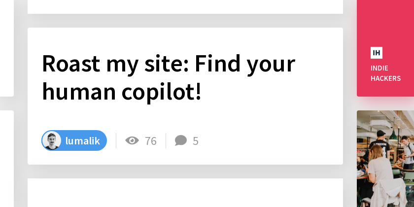 Roast my site: Find your human copilot! - Indie Hackers