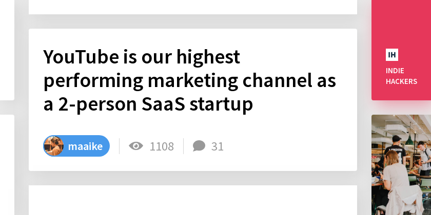 YouTube is our highest performing marketing channel as a 2-person SaaS ...