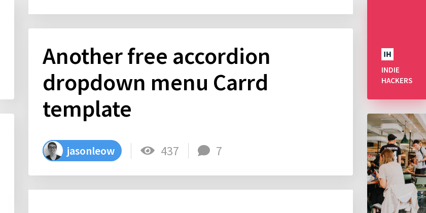 Another free accordion dropdown menu Carrd template - Indie Hackers