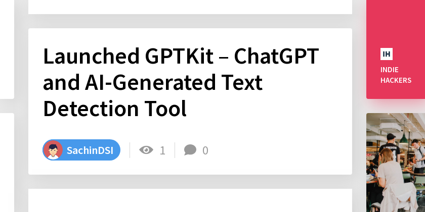 Launched GPTKit – ChatGPT and AI-Generated Text Detection Tool - Indie ... Launched GPTKit – ChatGPT and AI-Generated Text Detection Tool - Indie ...