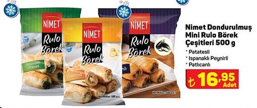 Nimet Dondurulmuş Mini Rulo Börek Çeşitleri 500 g | İndirimde Market