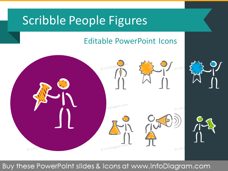Handwritten figures scribble symbols for PowerPoint
