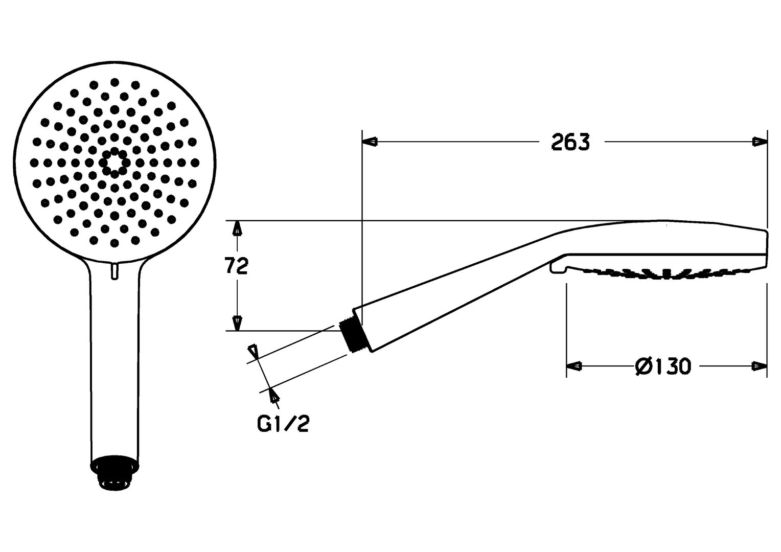44340100 | Hand shower, d 130 mm | HANSAVIVA | HANSA