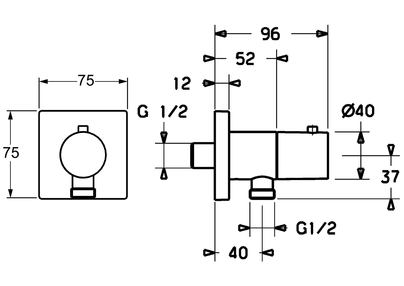 51570172 | Wall coupling for shower hose, G1/2 | HANSA | HANSA