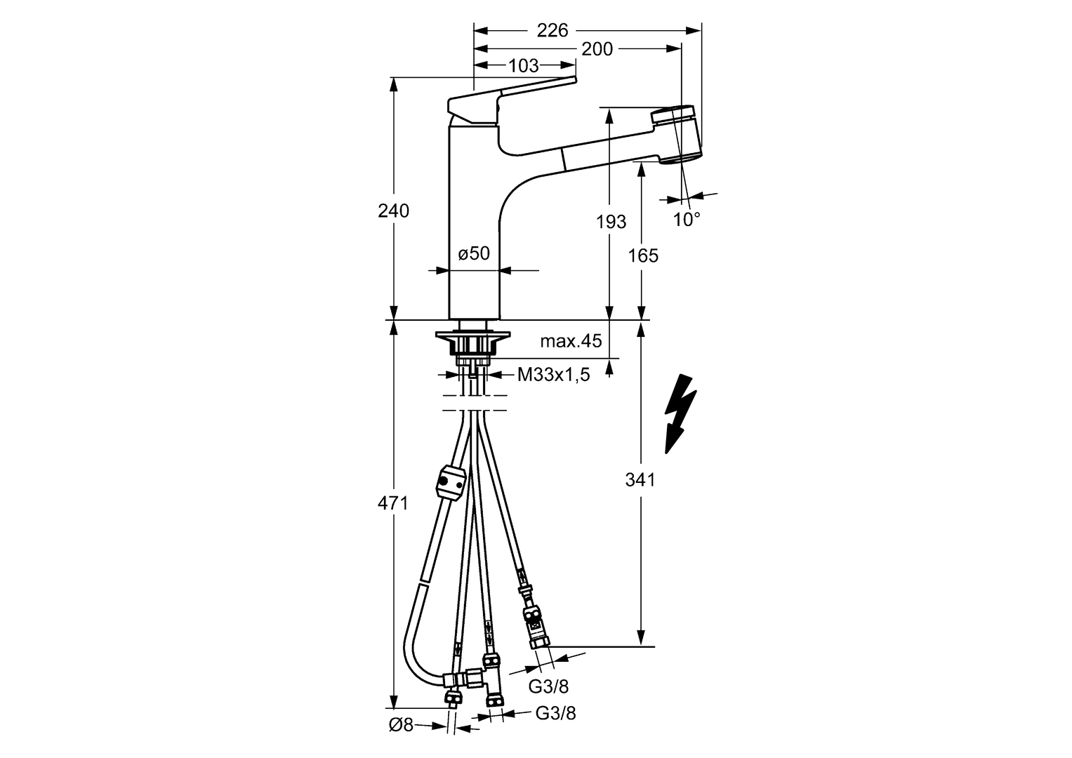 55191133 | Kitchen faucet, low pressure | HANSARONDA Comfort | HANSA