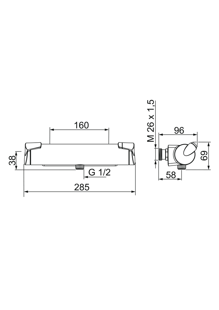 7150 | Shower faucet, 160cc | Oras Optima | Oras