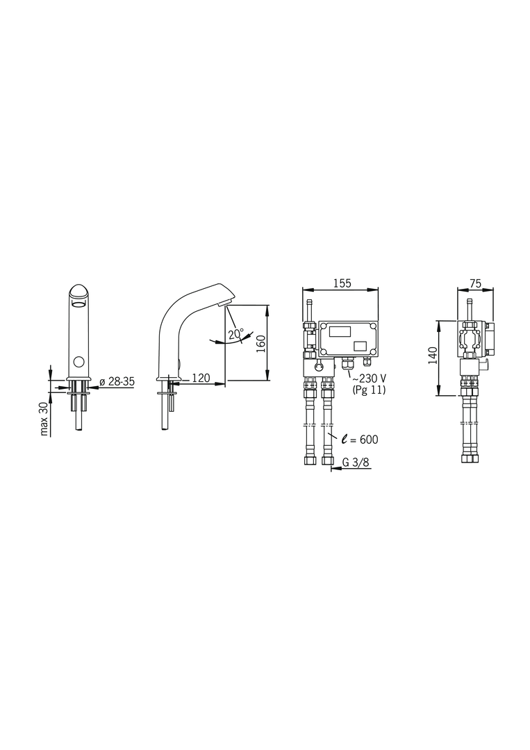 6104 | Washbasin faucet, 230 V | Oras Electra | Oras