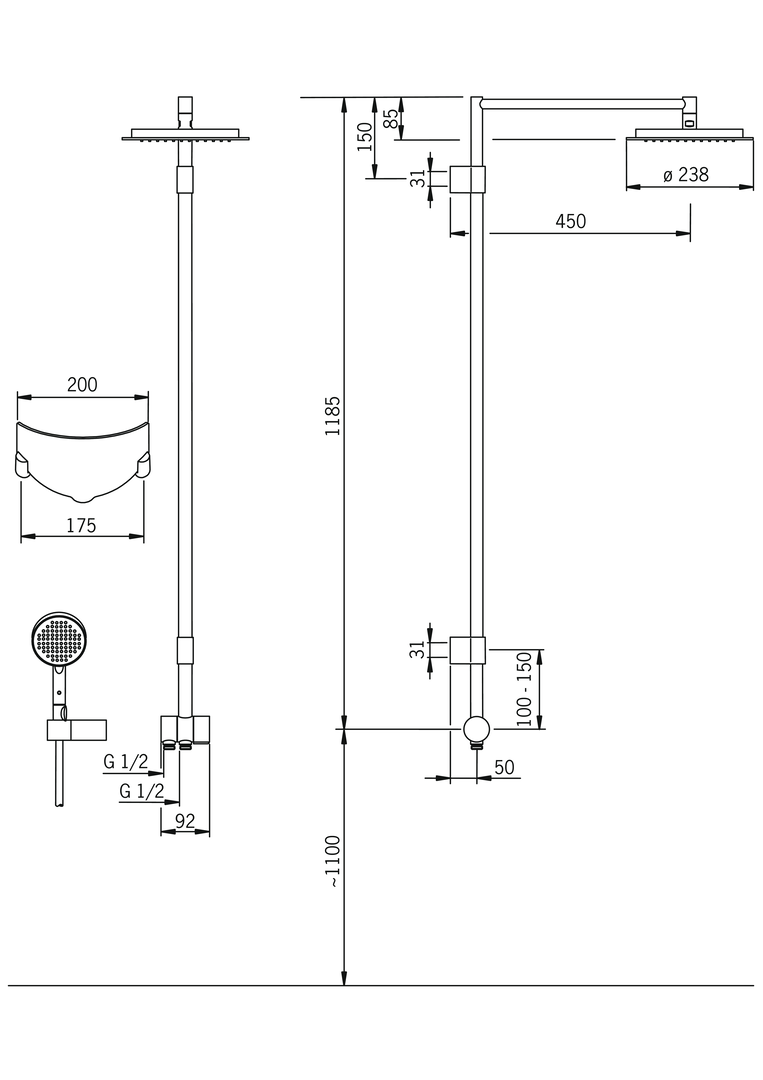 392 | Overhead shower set | Oras Hydra | Oras