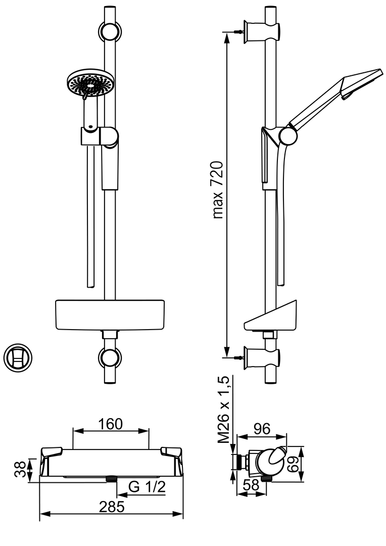 7158 | Shower faucet with shower set, 160cc | Oras Optima | Oras