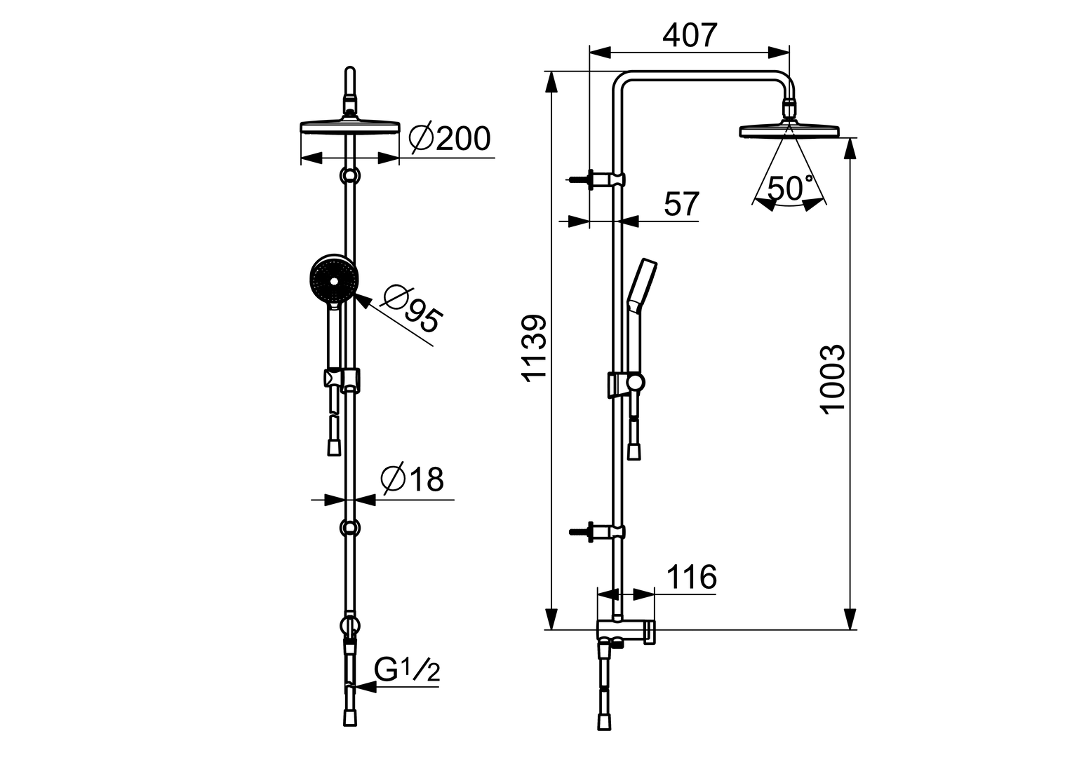 549 | Overhead shower set | Oras Apollo | Oras