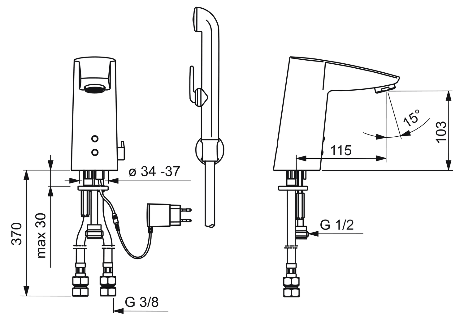 2826FT | Bateria umywalkowa, 230/12 V | Oras Cubista | Oras