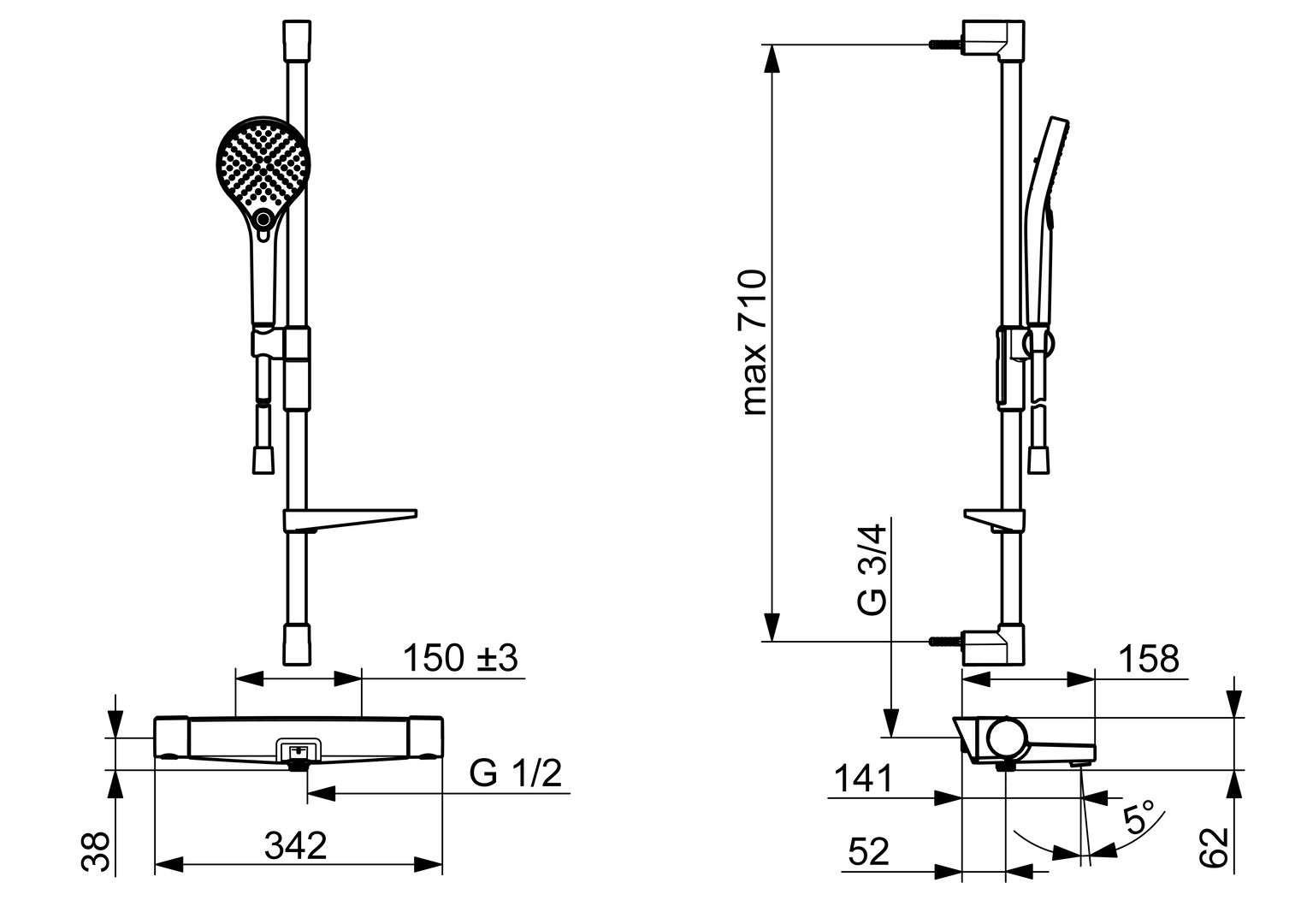 7149N | Amme- ja suihkuhana ja suihkusetti | Oras Optima Style | Oras