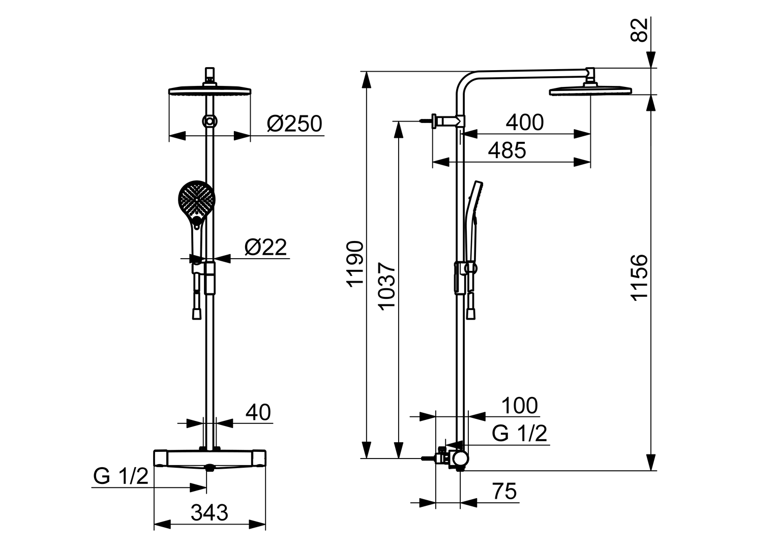 7157N | Shower system, 40cc | Oras Optima Style | Oras