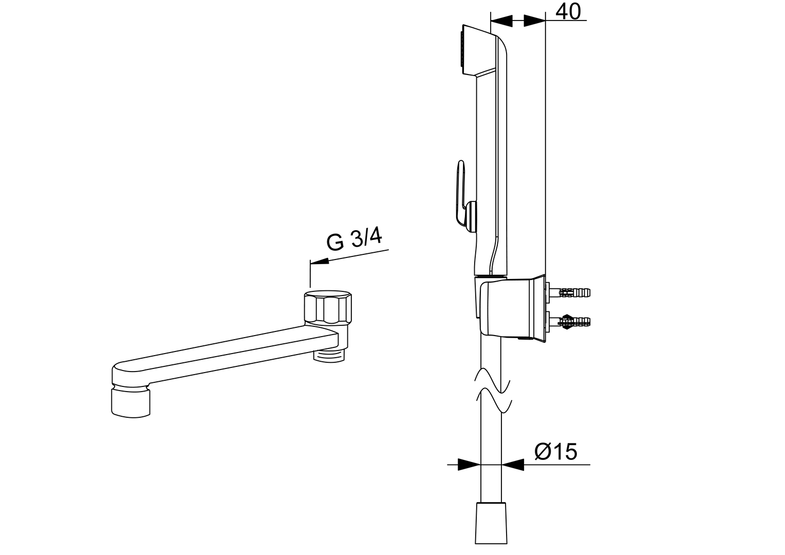 312 | Spout, Bidetta hand shower | Oras | Oras