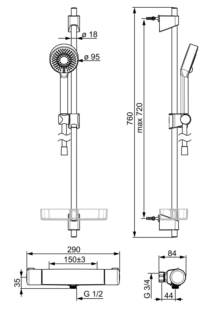 7413 | Shower faucet with shower set | Oras Nova | Oras