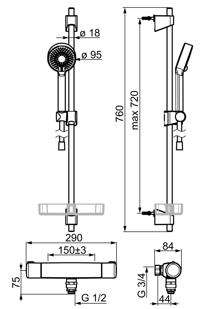 7455 | Shower faucet with shower set | Oras Nova | Oras