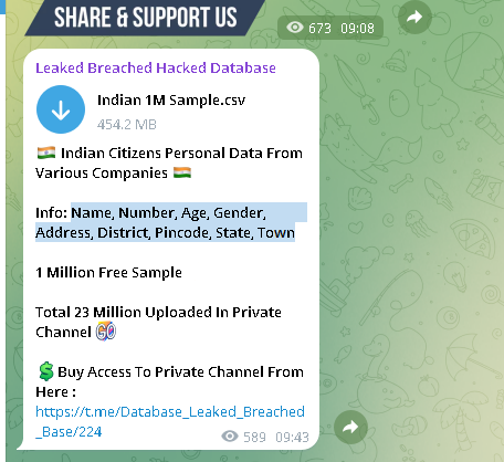 Massive Security Breach Exposes 1M Indian Sample Data | InsecureWeb