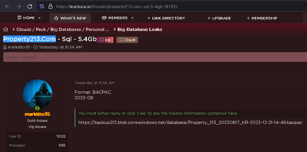 Massive Security Breach at Property213.Com Exposes Sensitive Data ... Massive Security Breach at Property213.Com Exposes Sensitive Data ...