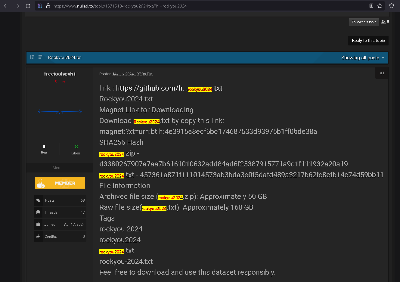 Massive Data Breach: rockyou2024 Compromised on the Dark Web | InsecureWeb