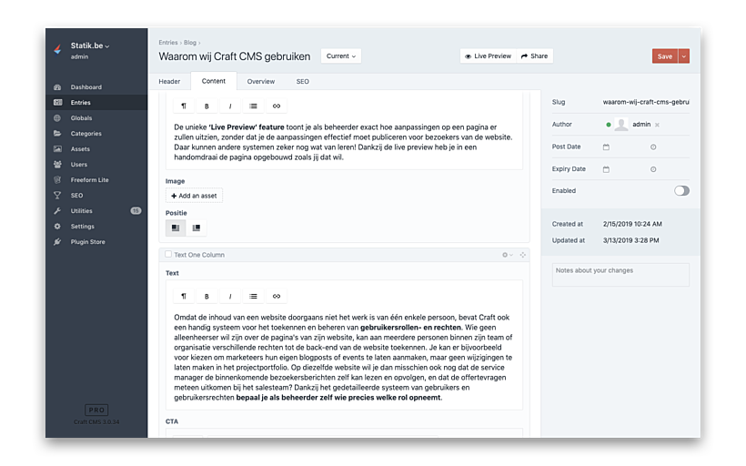 Statik Craft Cms