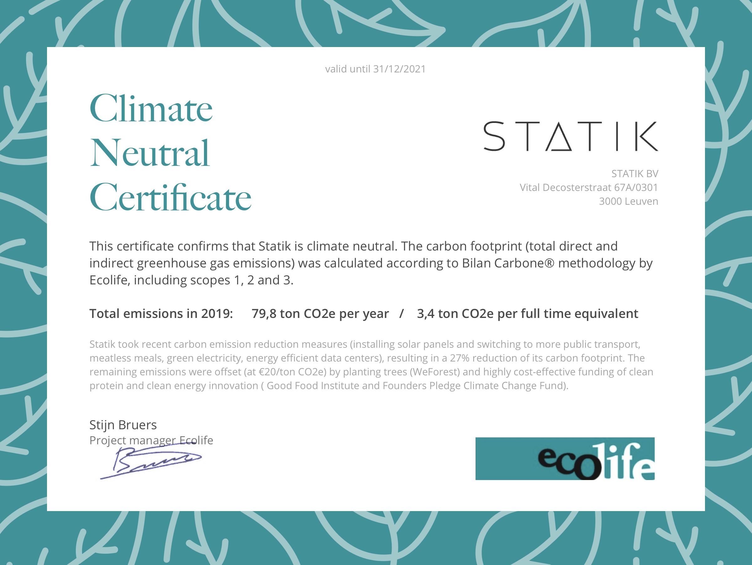 Statik klimaatneutraal | Statik.be
