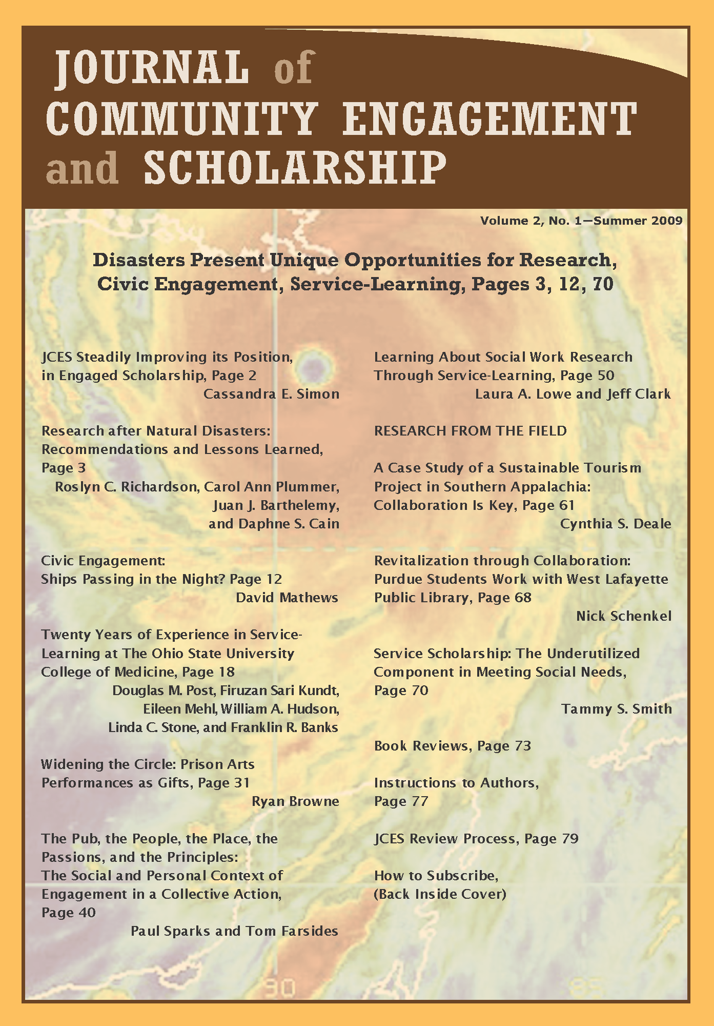 Issue Archive - Journal of Community Engagement and Scholarship