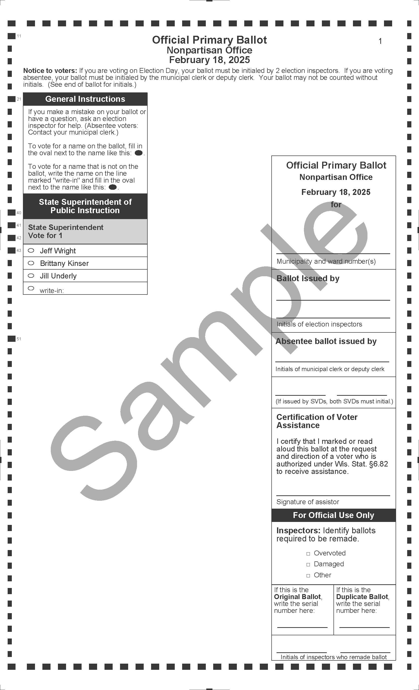 SAMPLE FEBRUARY 18 BALLOT | Village of Brooklyn