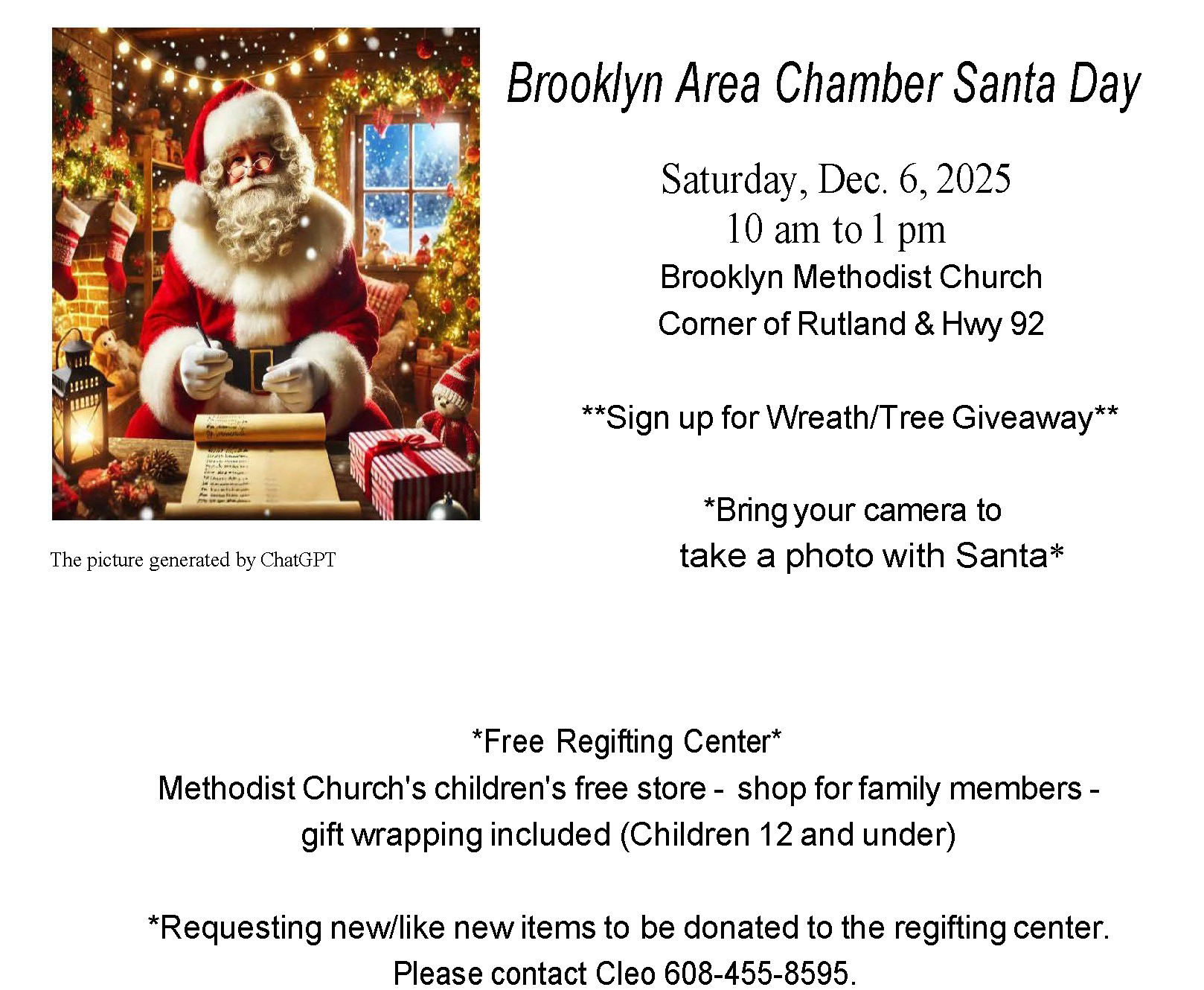 Santa Days - Sta., Dec. 6, 2026 from 10 am to 1 pm | Village of Brooklyn
