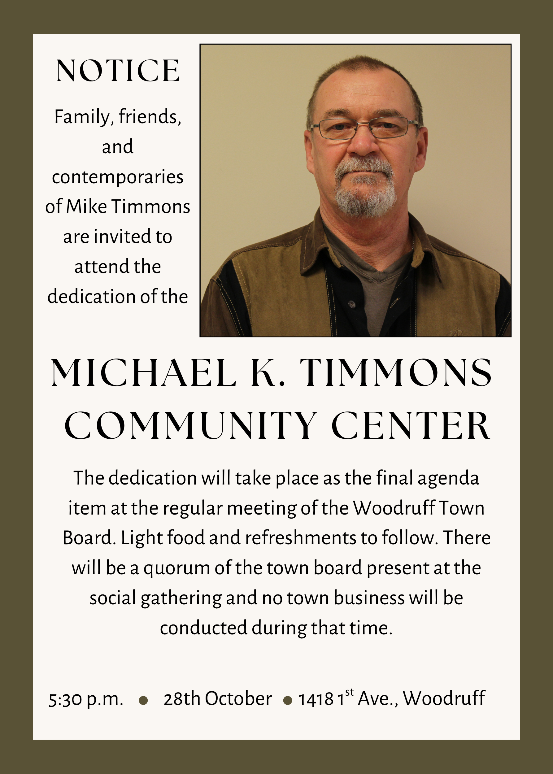 Michael K. Timmons Community Center | Town of Woodruff