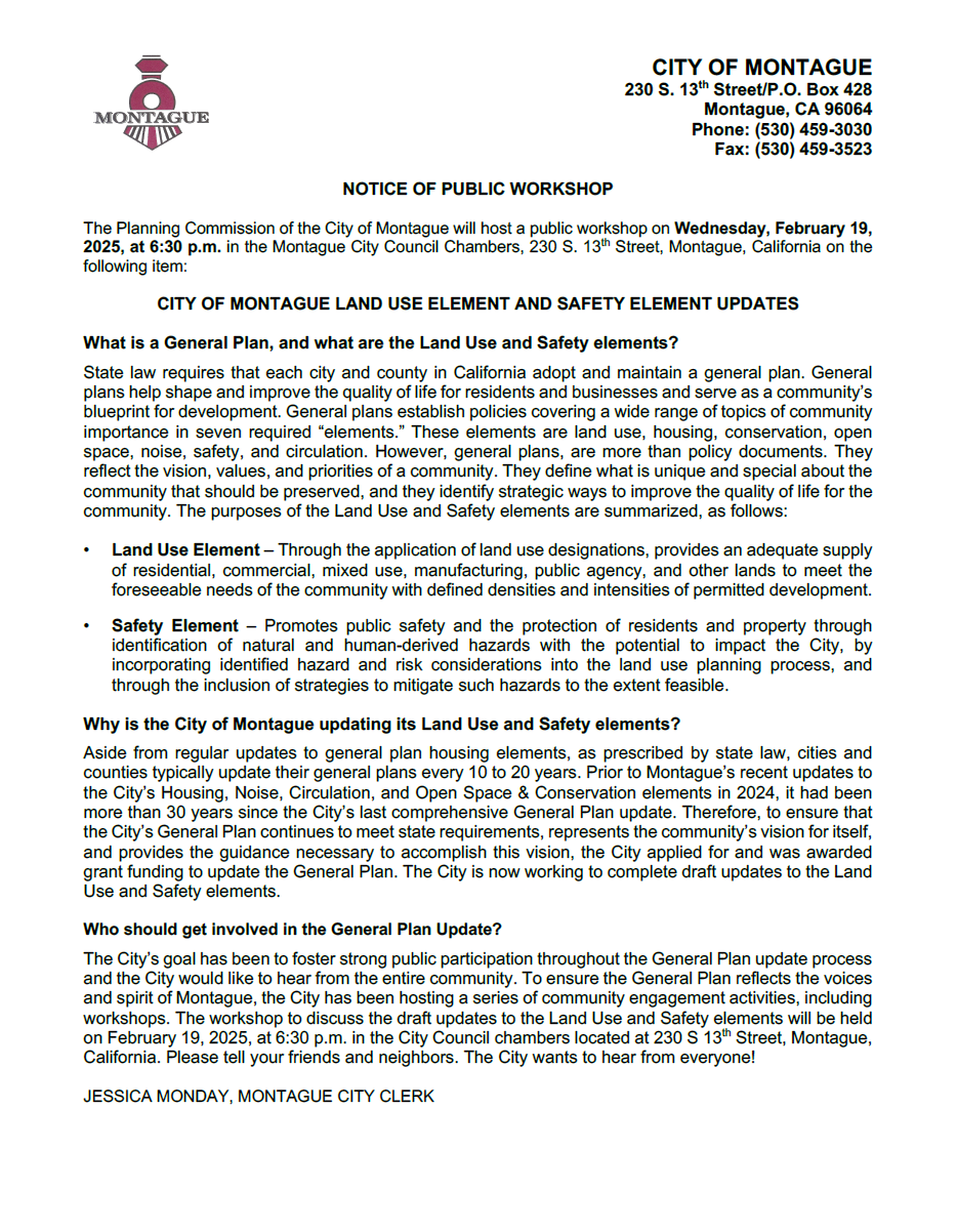 City of Montague General Plan Update | City of Montague