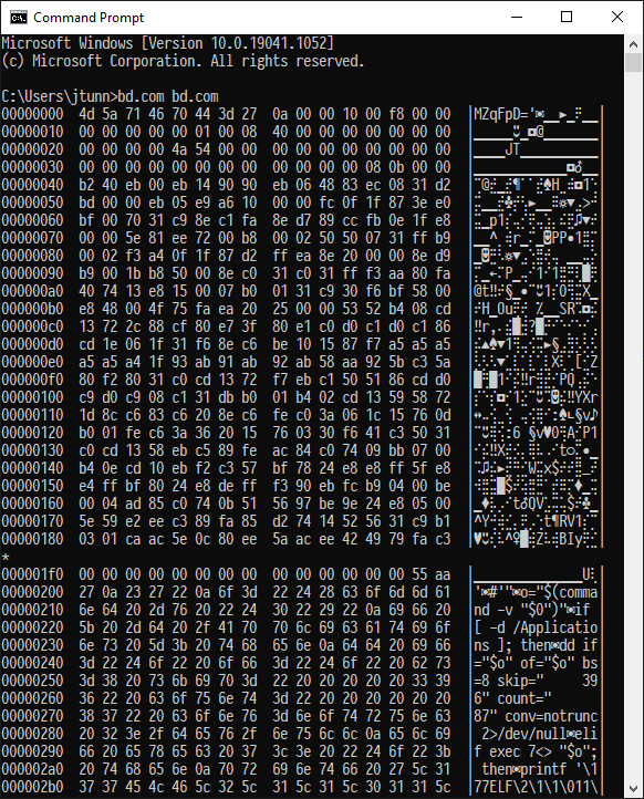 braille dump – hex dump with braille characters